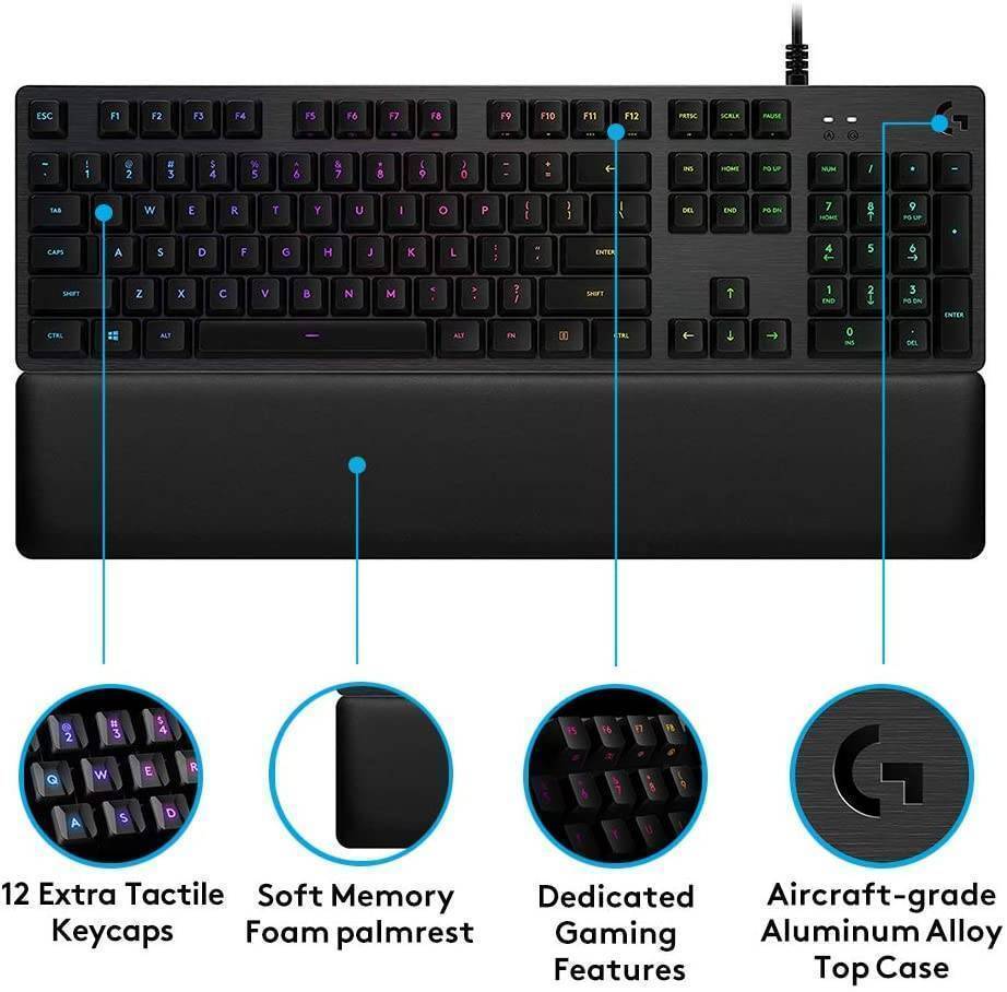 Logitech G513 Carbon RGB Mechanical Gaming Keyboard - CARBON - GX Blue ...