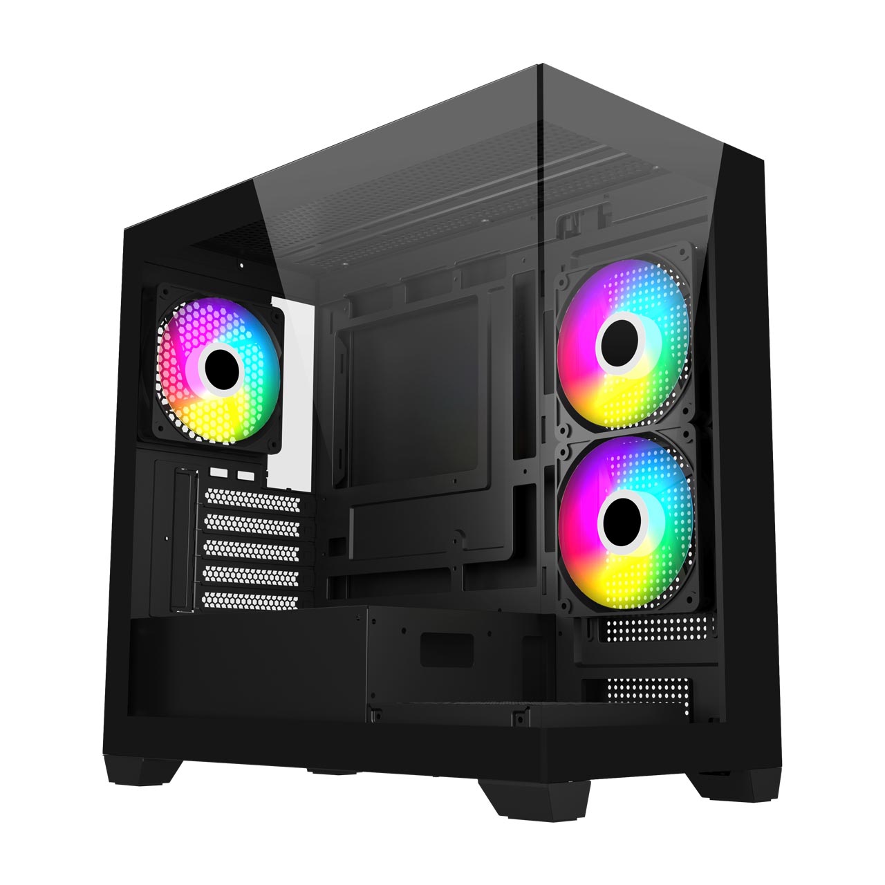 FSP S340 Tempered Glass Micro ATX Mid Tower Case - Black
